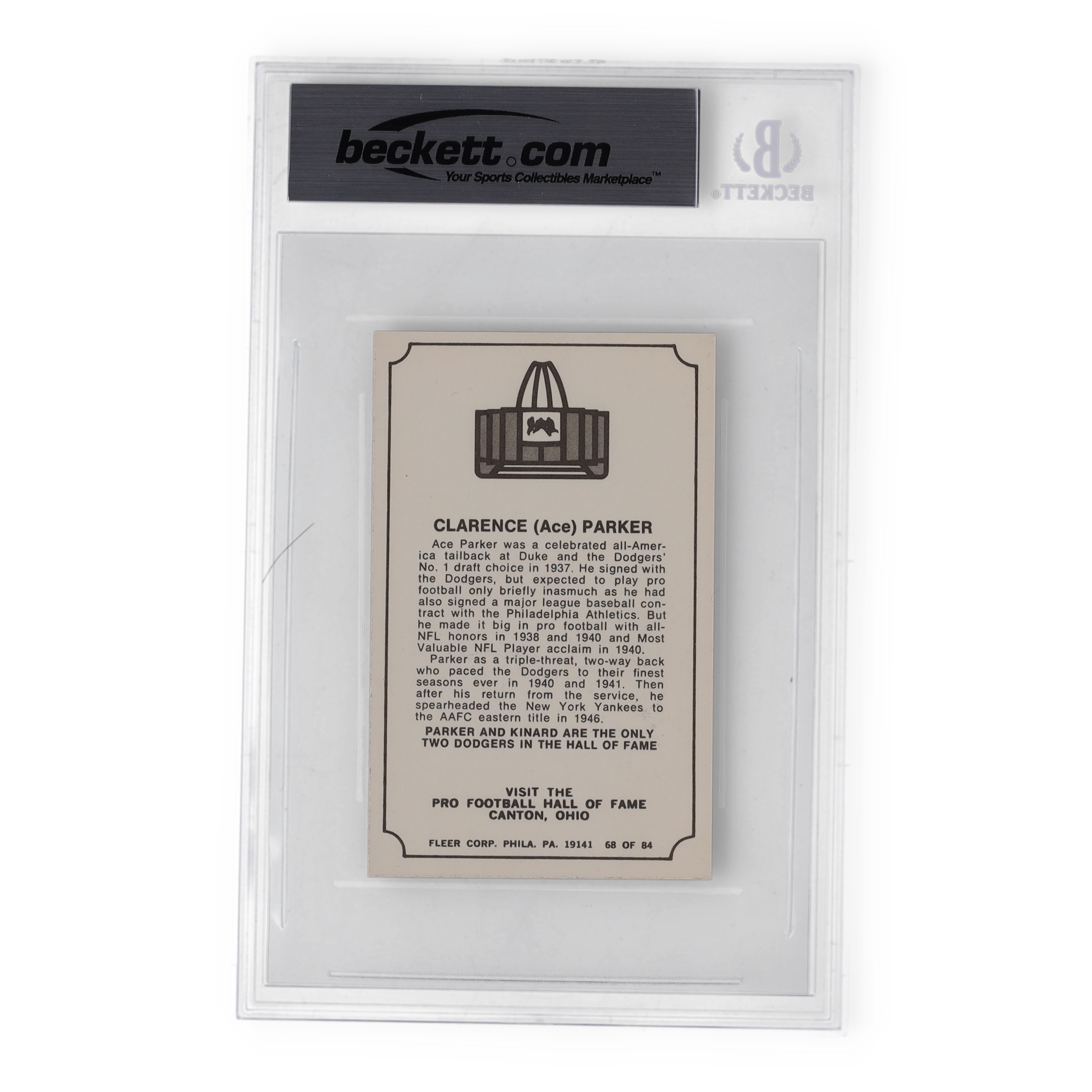 Ace Parker Signed 1975 Fleer Hall of Fame #68 (BGS) | Pristine Auction