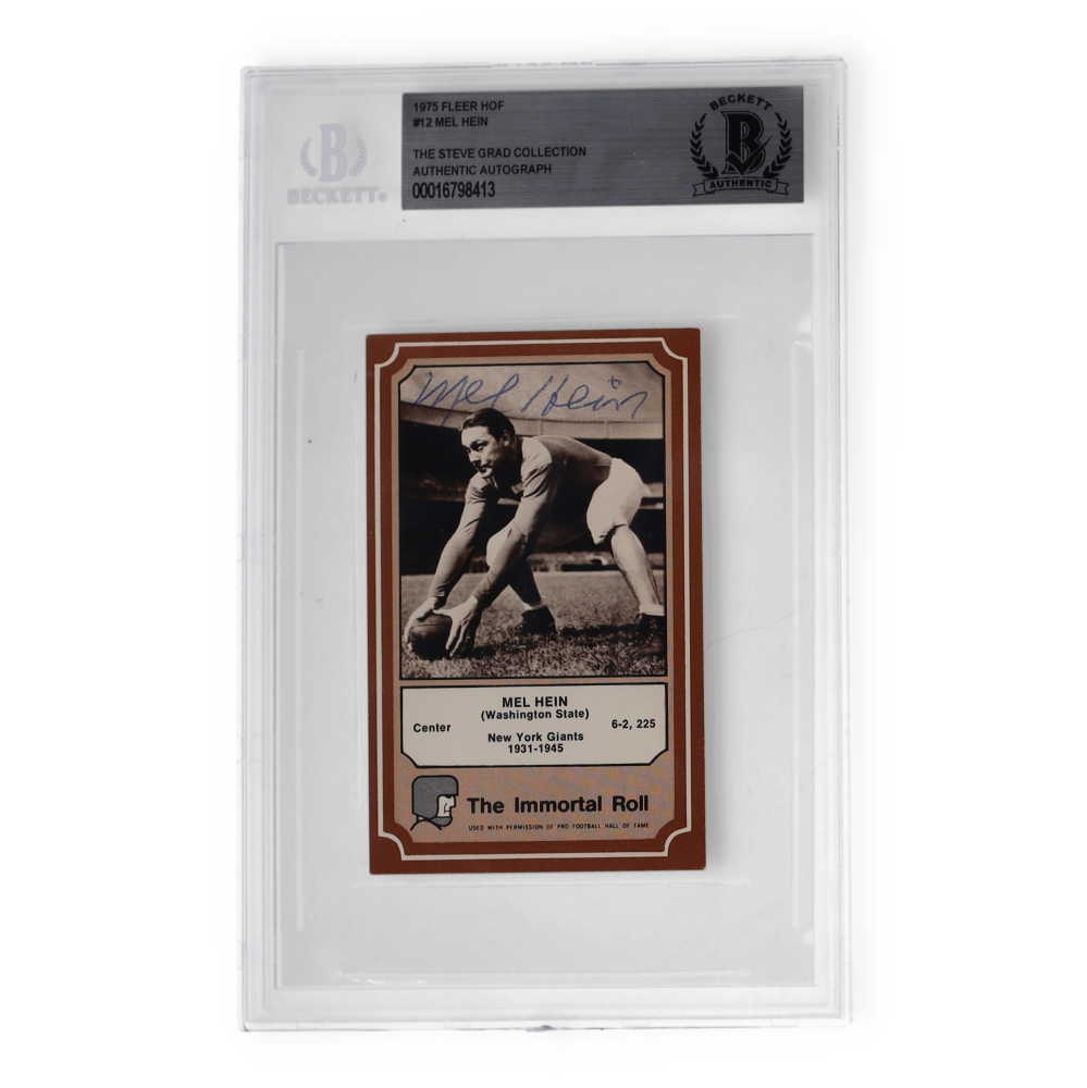 Mel Hein Signed 1975 Fleer Hall of Fame #12 (BGS) | Pristine Auction