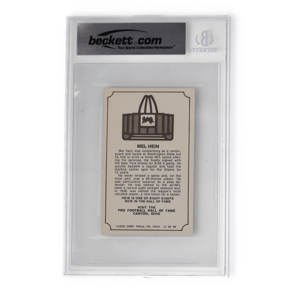 Mel Hein Signed 1975 Fleer Hall of Fame #12 (BGS) | Pristine Auction