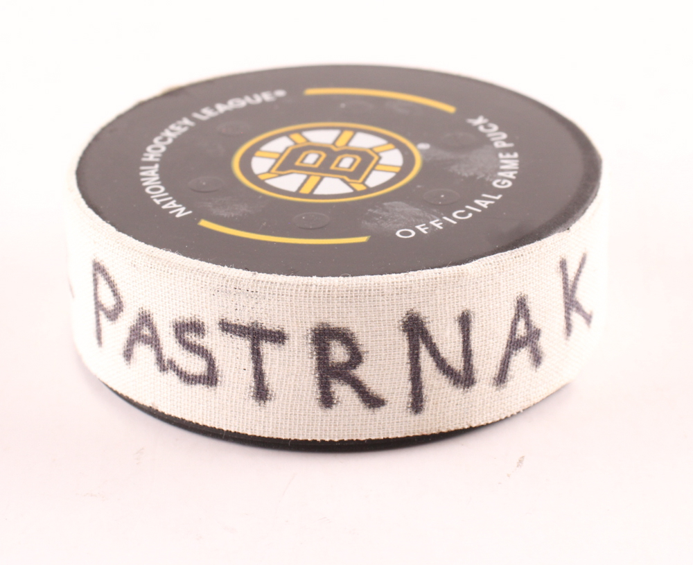 David Pastrnak "Bruins" Game-Used/Goal Scored 245th Career Goal Puck ...