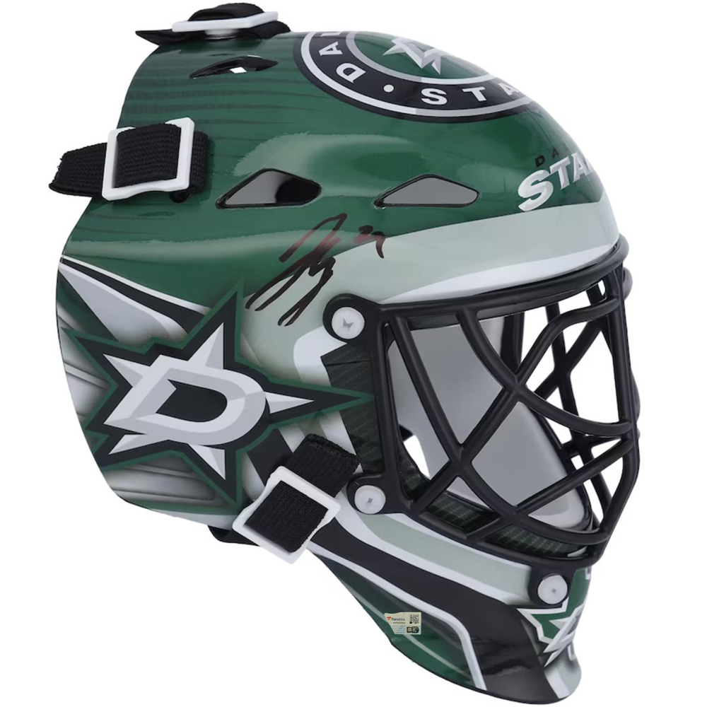 Jake Oettinger Signed Stars Mini Hockey Goalie Mask (Fanatics ...