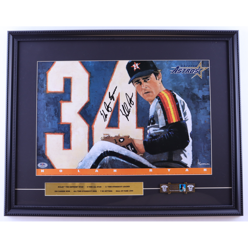 Nolan Ryan Signed Astros Custom Framed Art Print Display Inscribed "The ...