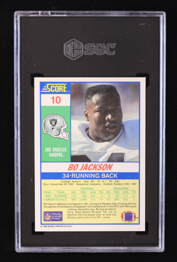 Bo Jackson 1990 Score #10 (SGC 9.5) | Pristine Auction