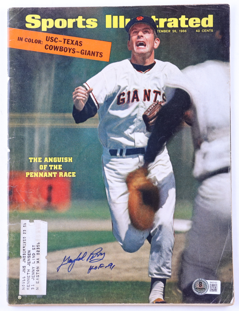 Gaylord Perry Signed Giants 1966 "Sports Illustrated" Magazine Inscribed "HOF '91" (Beckett ...