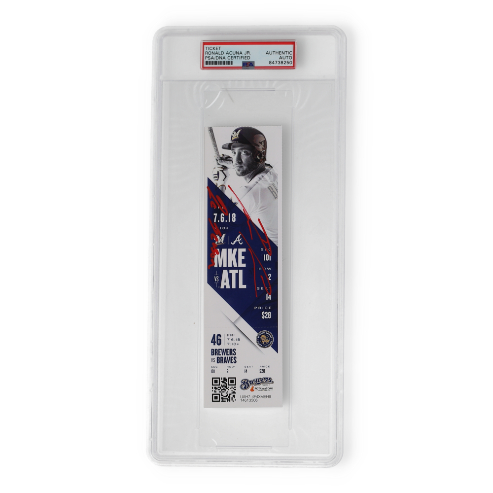 Ronald Acuna Jr. Signed 2018 Rookie Season MLB Ticket Inscribed "RC ...