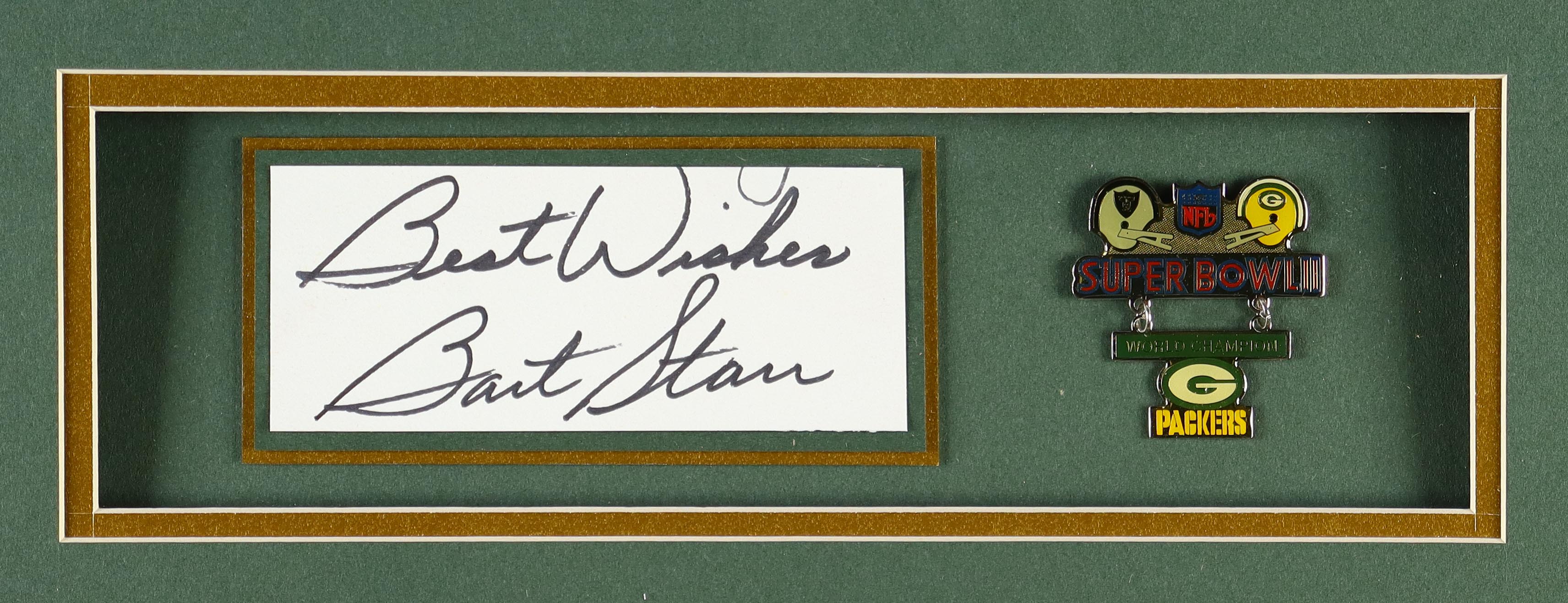 Bart Starr Signed Custom Framed Cut Display With Jersey & Official ...