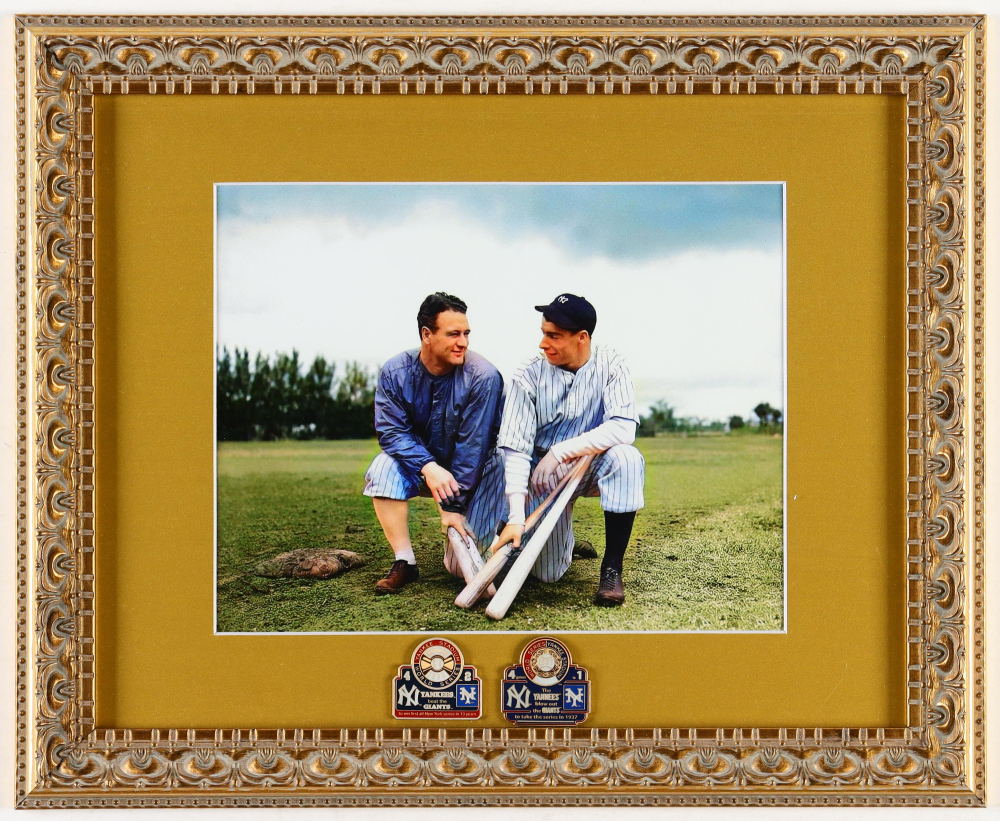 Lou Gehrig & Joe DiMaggio Yankees Custom Framed Colorized Photo Display ...
