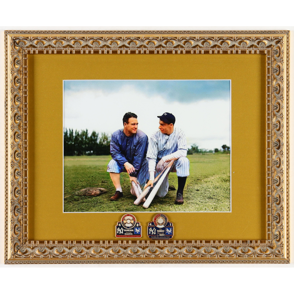 Lou Gehrig & Joe DiMaggio Yankees Custom Framed Colorized Photo Display ...