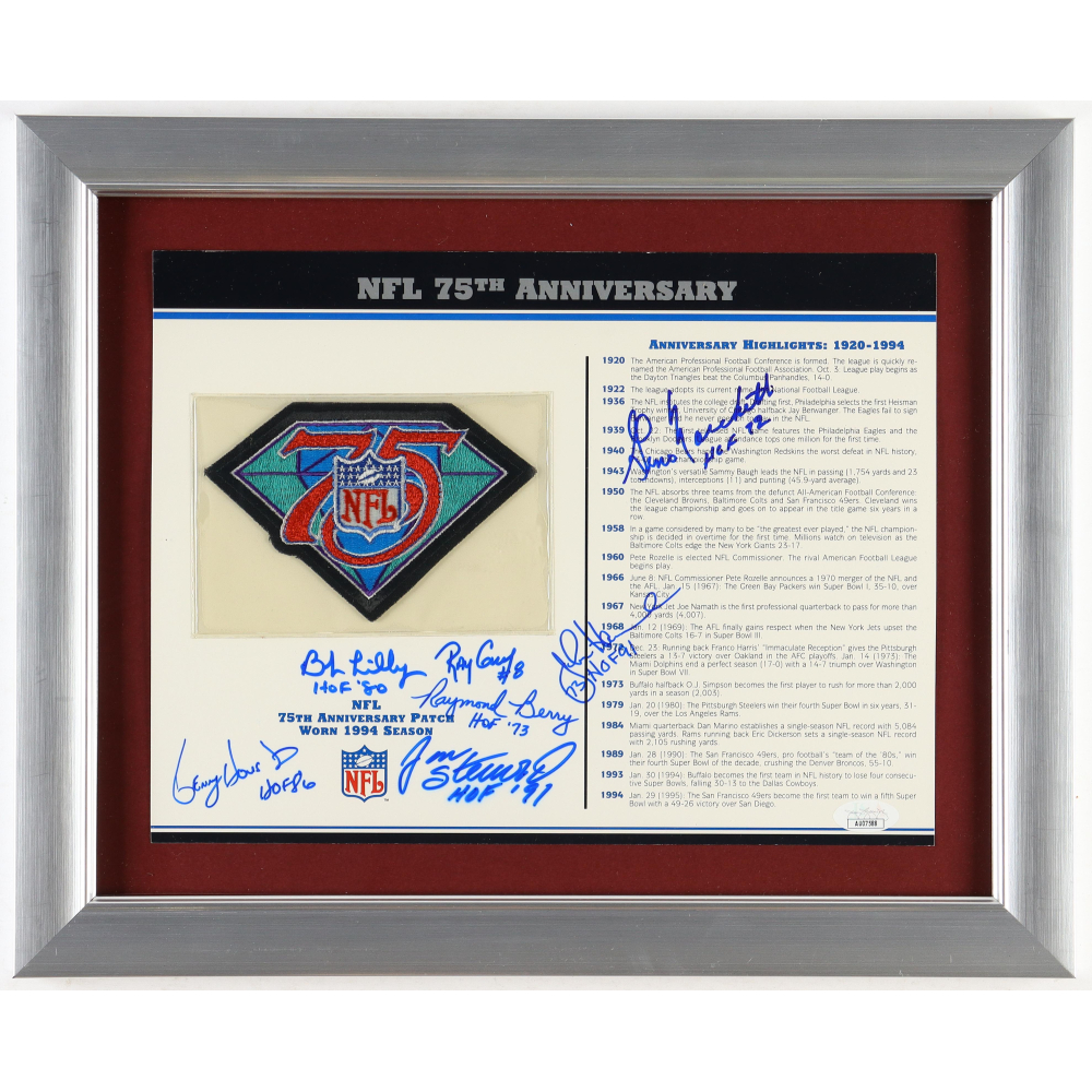 NFL 75th Anniversary Stat Patch Card Custom Framed Display With ...
