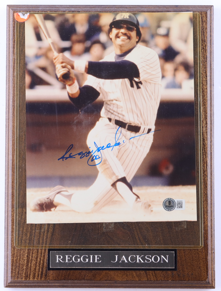 Reggie Jackson Signed Yankees Custom Plaque Photo Display (Beckett ...