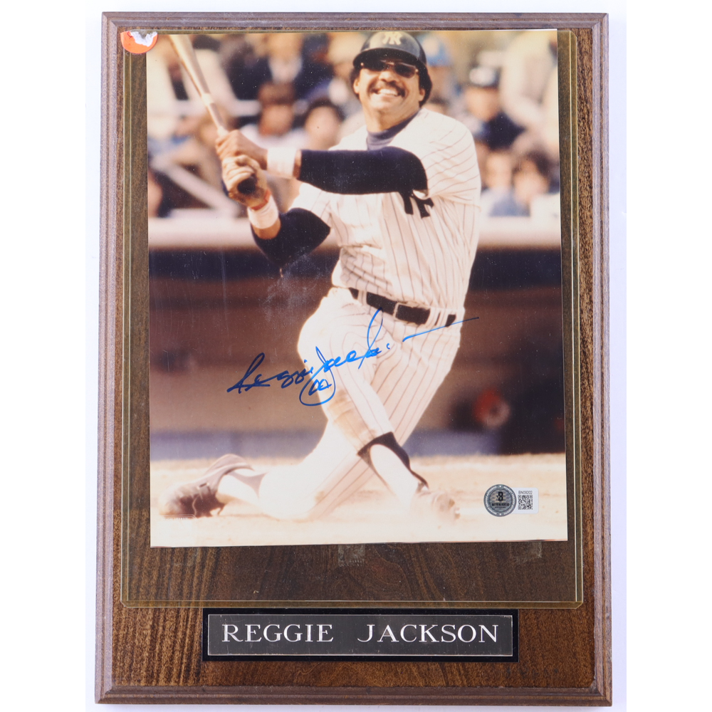 Reggie Jackson Signed Yankees Custom Plaque Photo Display (Beckett ...