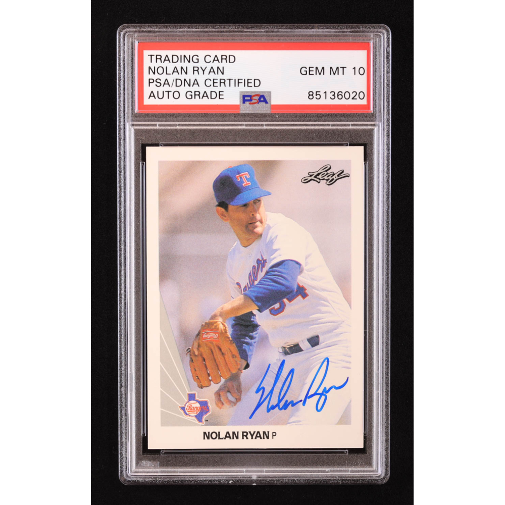 Nolan Ryan Signed 1990 Leaf #21 (PSA | Autograph Grade 10) | Pristine ...