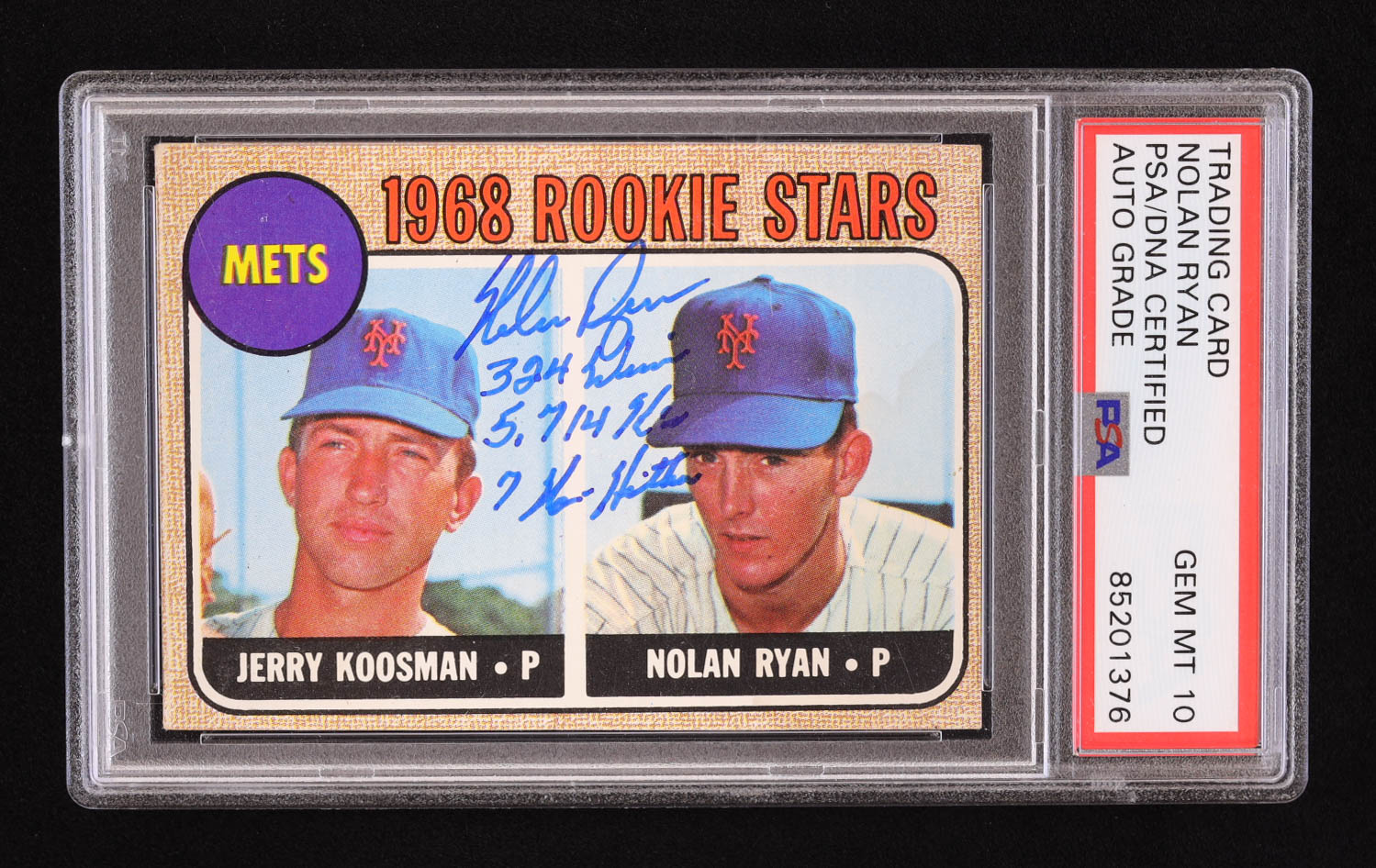 Nolan Ryan Signed 1968 Topps #177 Rookie Stars RC with Multiple Career ...