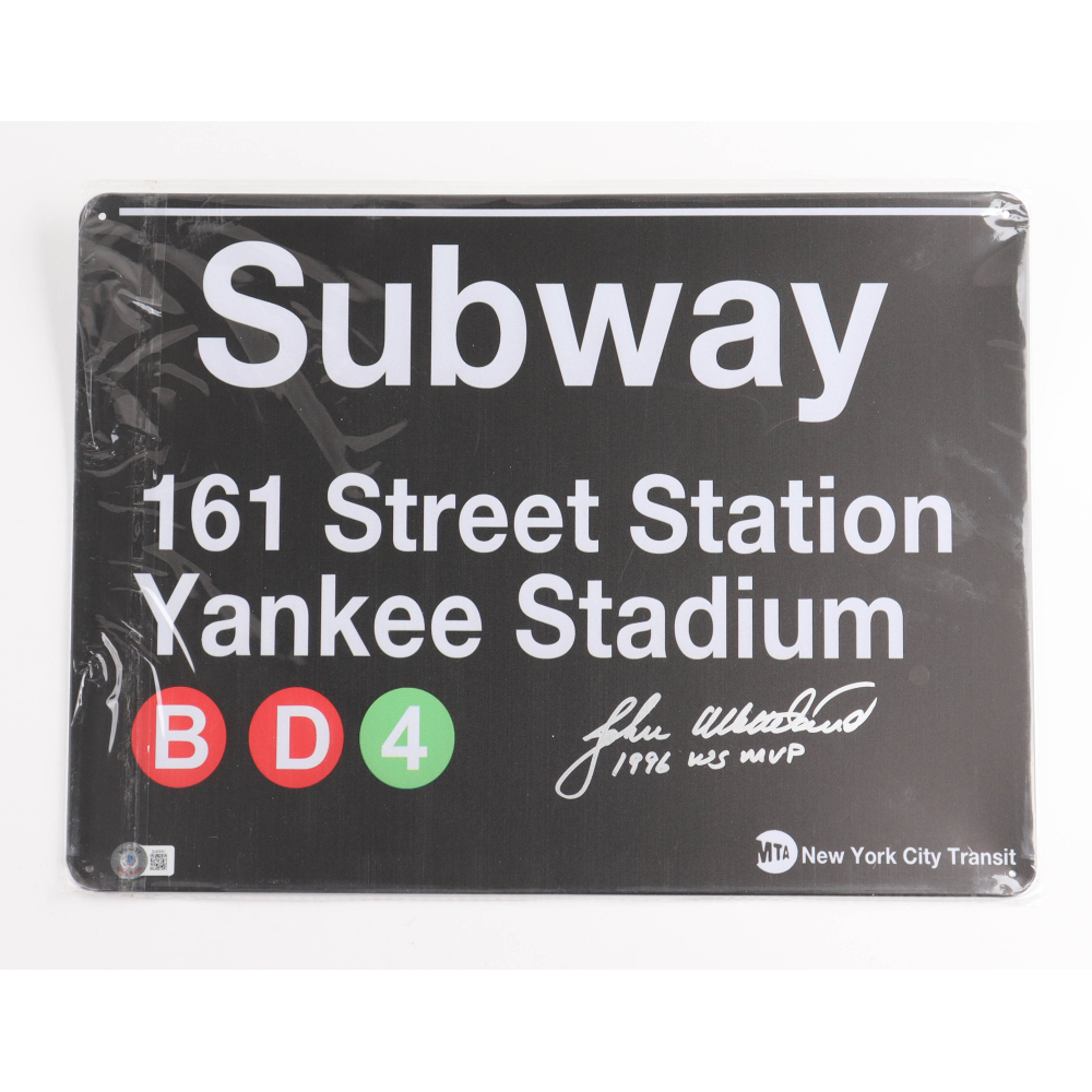 John Wetteland Signed Yankee Stadium Subway Station Sign Inscribed ...