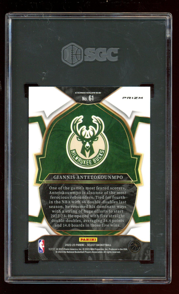 Giannis Antetokounmpo 2022-23 Select Prizms Blue Cracked Ice #61 (SGC 9 ...