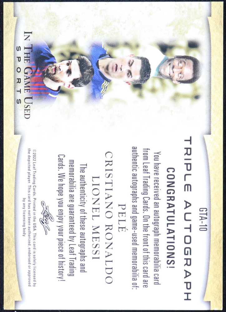 Pele / Cristiano Ronaldo / Lionel Messi 2022 Leaf ITG Used Sports ...