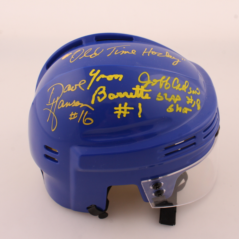 Chiefs "Slap Shot" Mini Helmet Signed By (5) With Jeff Carlson, Yvon Barrette, Guido Tenesi ...