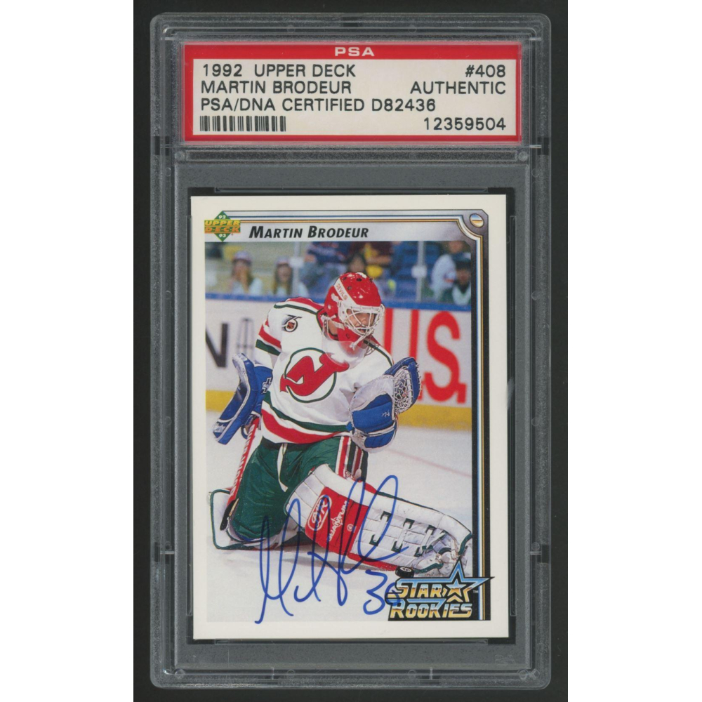 Martin Brodeur Signed 1992-93 Upper Deck #408 (PSA) | Pristine Auction