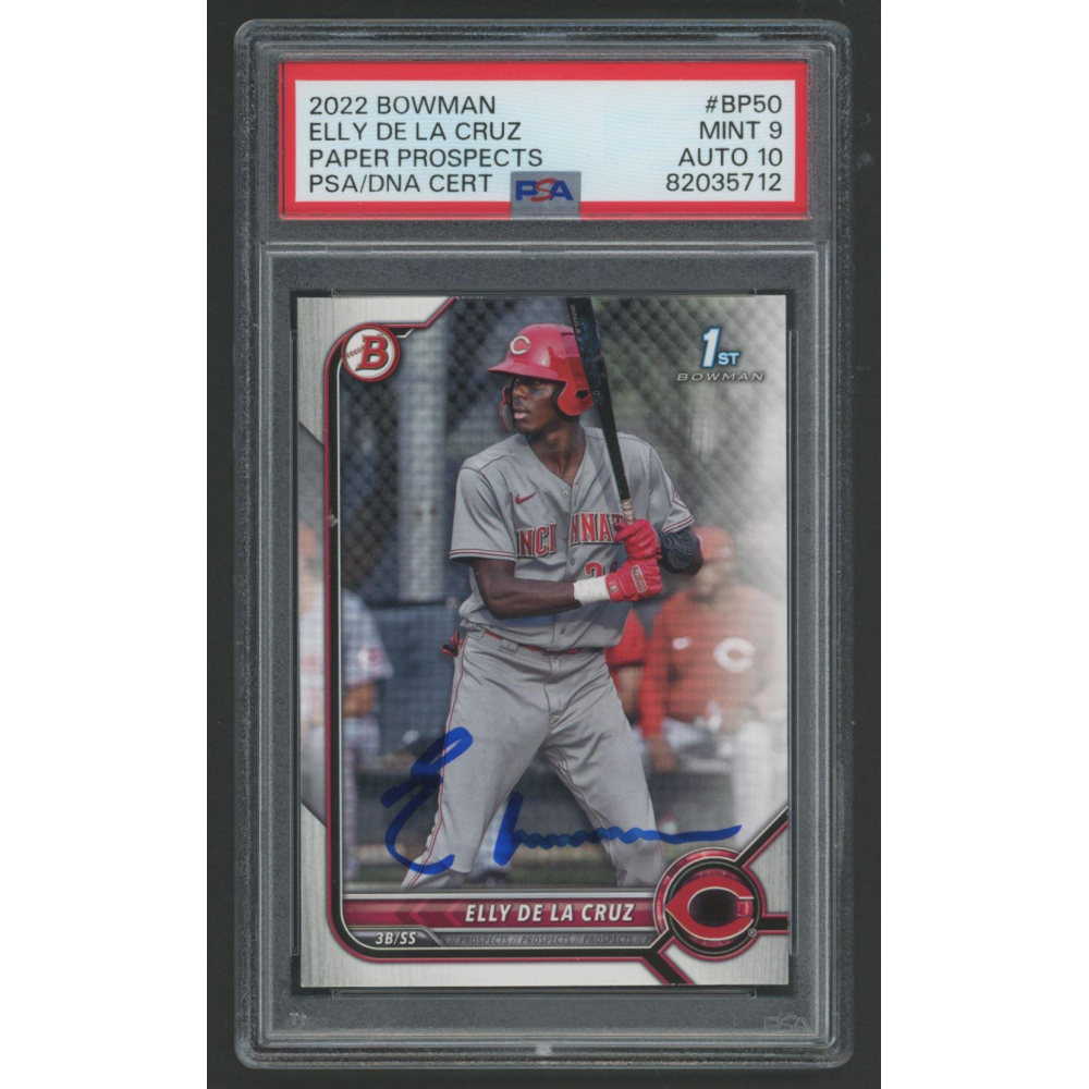 Elly De La Cruz Signed 2022 Bowman Prospects #BP50 (PSA 9 | Autograph ...