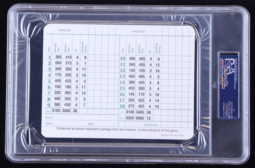 Bernhard Langer Signed Augusta National Golf Club Scorecard (PSA ...