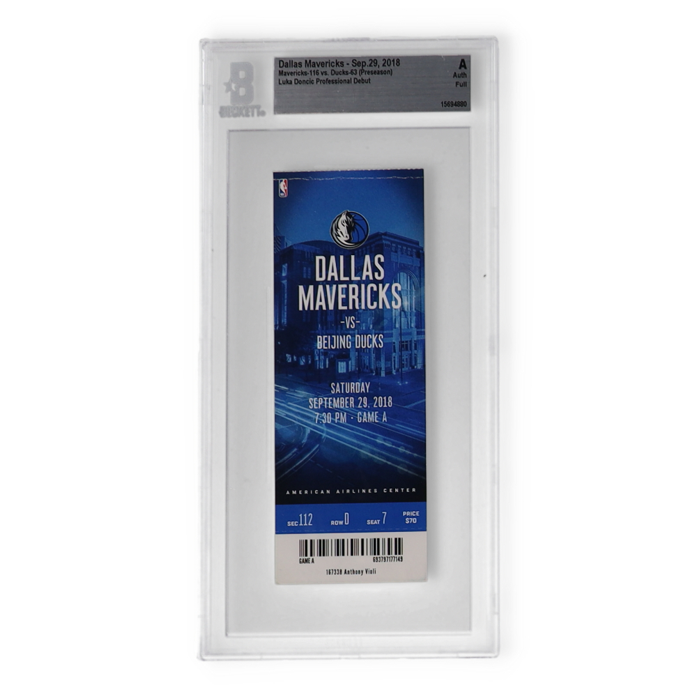 2018 Mavericks Luka Doncic Debut Game Ticket (Beckett Authentic ...