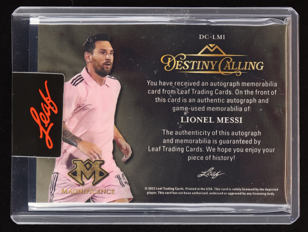 Lionel Messi 2023 Leaf Magnificence Destiny Calling Autograph ...