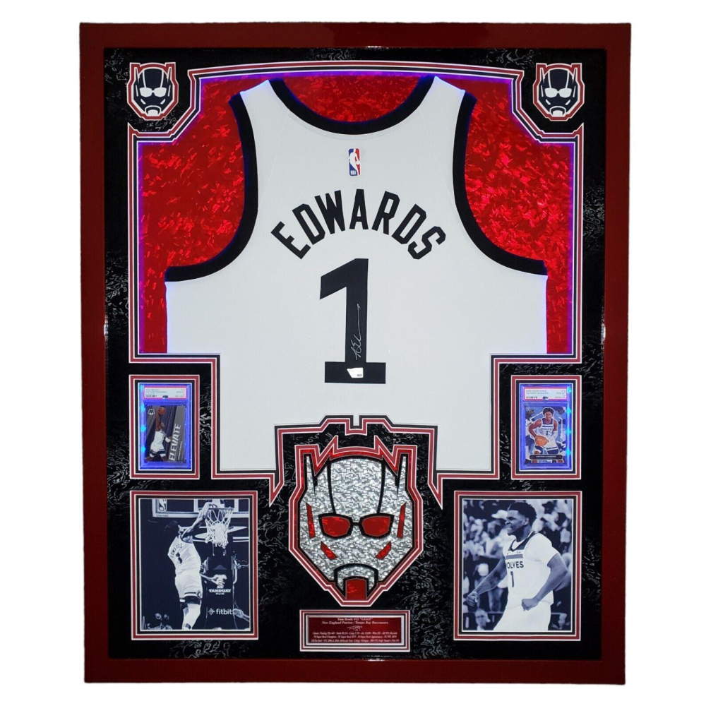 Anthony Edwards Signed Timberwolves "Antman" Custom Framed LED Backlit ...