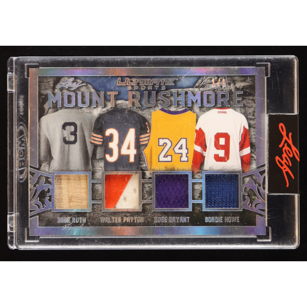 Babe Ruth / Walter Payton / Kobe Bryant / Gordie Howe 2021 Leaf Ultimate Sport Mount Rushmore ...