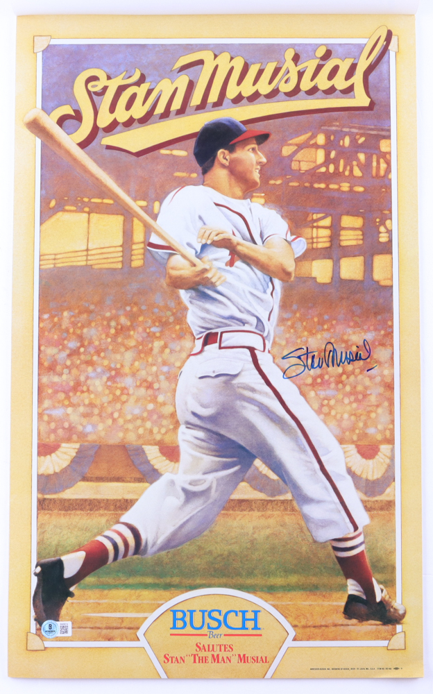 Stan Musial Signed Advertisement Poster Print (Beckett) | Pristine Auction