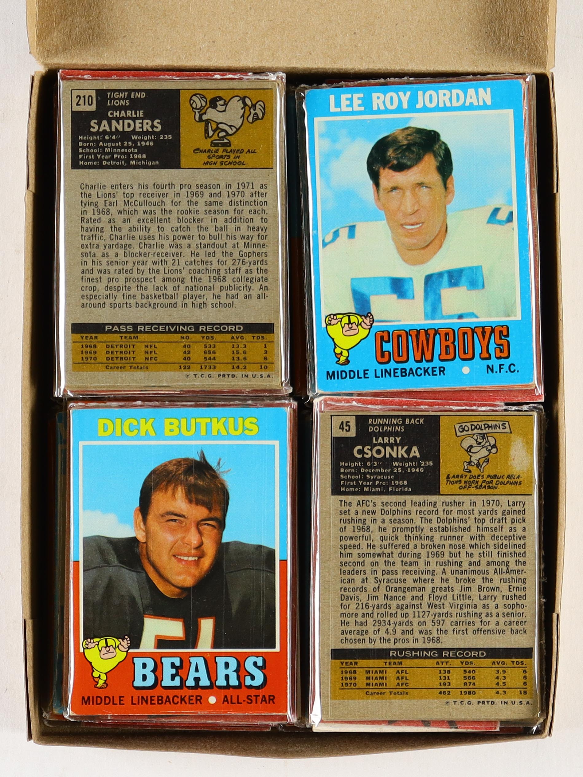 1971 Topps Football Cello Fun Pack Vending Box with (20) Packs ...