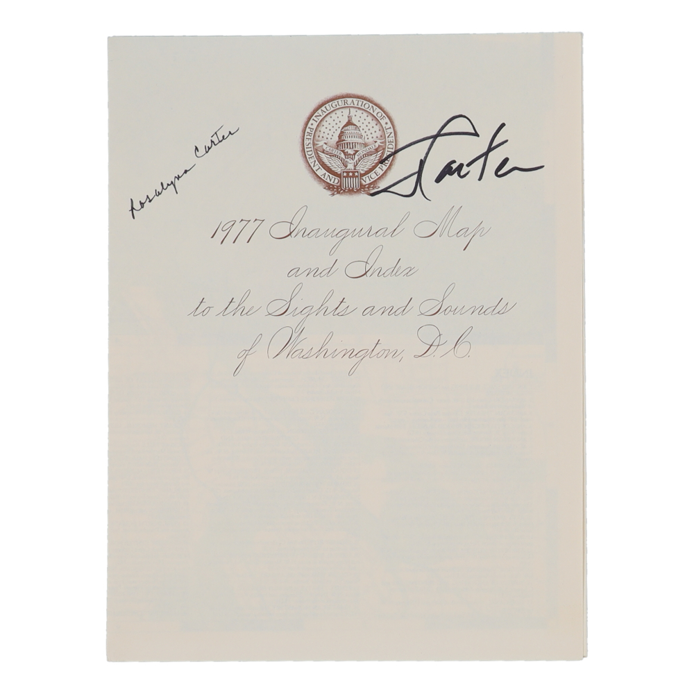 Jimmy & Rosalynn Carter Signed 1977 Inauguration Map (Beckett ...