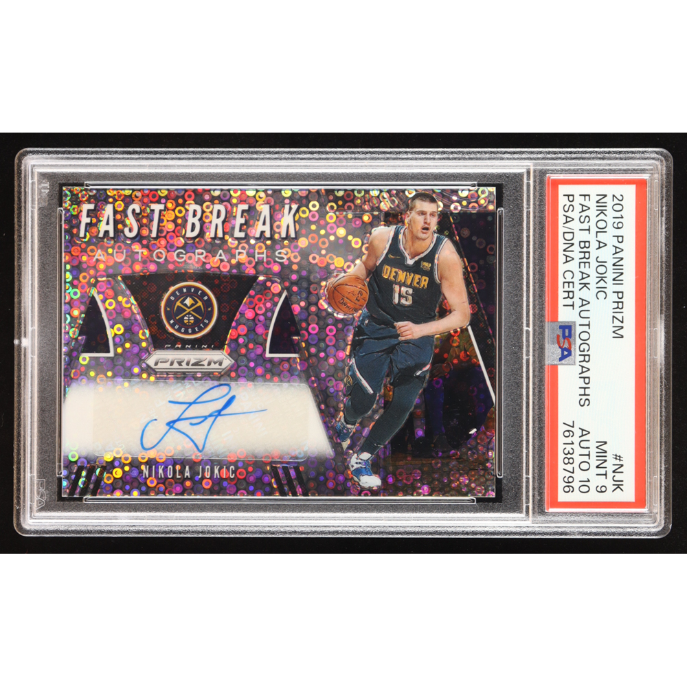 Nikola Jokic 2019-20 Panini Prizm Fast Break Autographs #5 EXCH (PSA 9 | Autograph Grade 10 ...