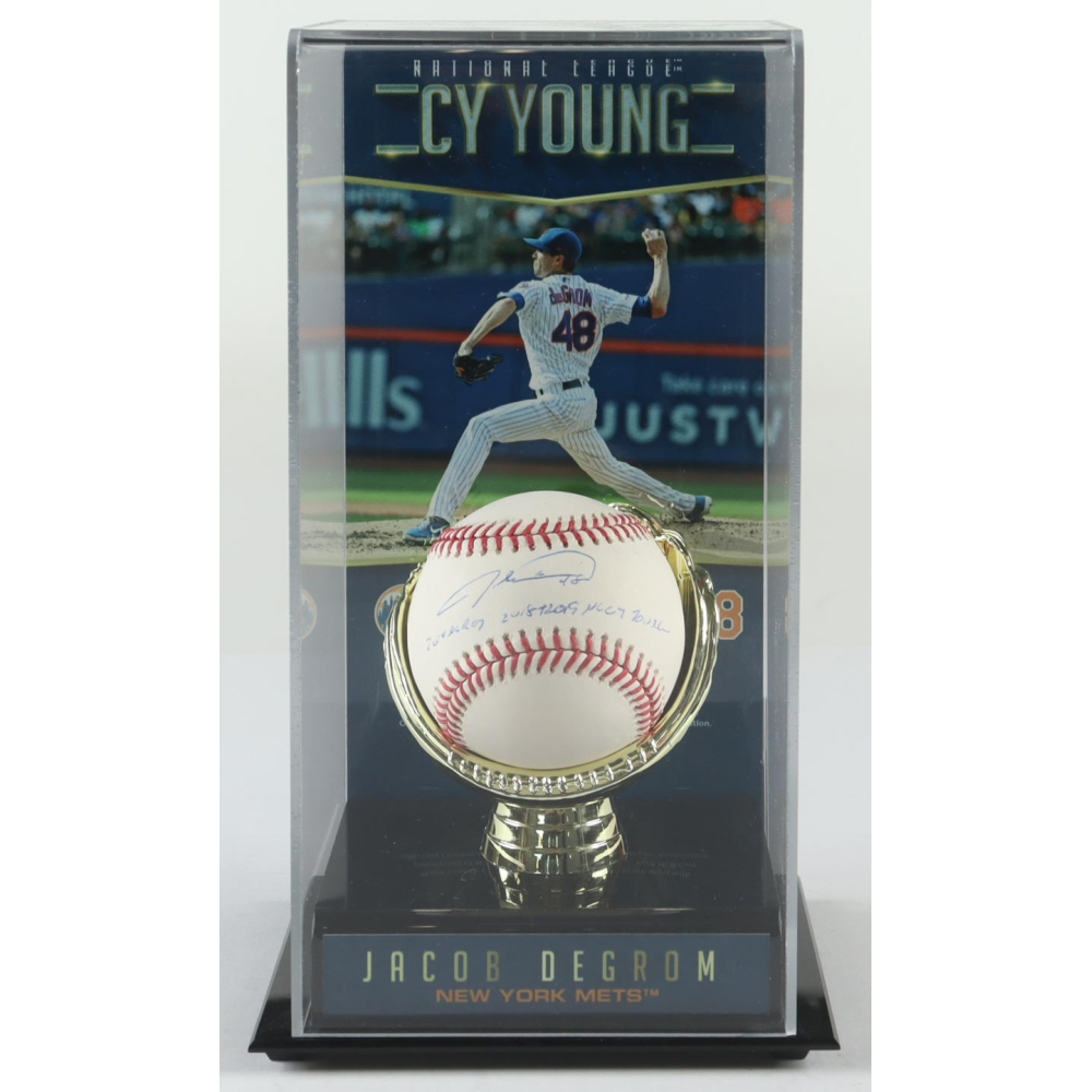Jacob deGrom Signed OML Baseball Inscribed "2014 NL ROY" & "2018 + 2019 ...