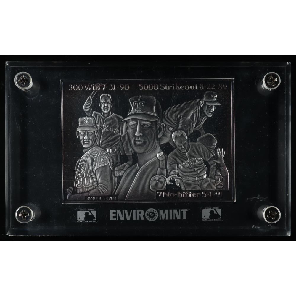 Nolan Ryan LE All-Time Strike Out Leader 3 Oz .999 Fine Silver Card ...