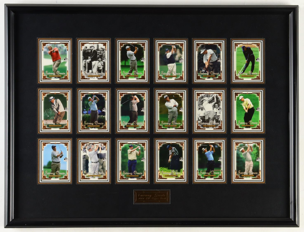 2001 SP Authentic Golf Custom Framed Trading Card Display With (18 ...