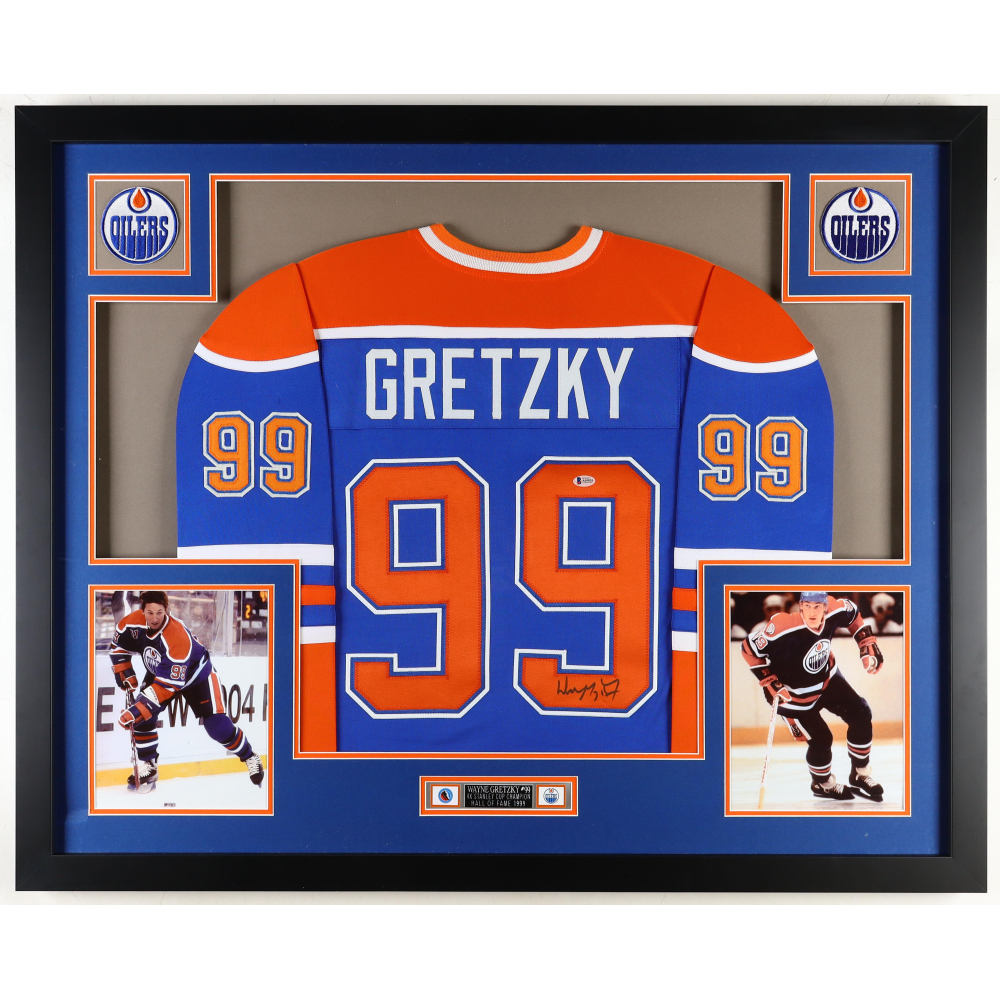 Wayne Gretzky Signed Oilers Custom Framed Jersey (Beckett) | Pristine ...