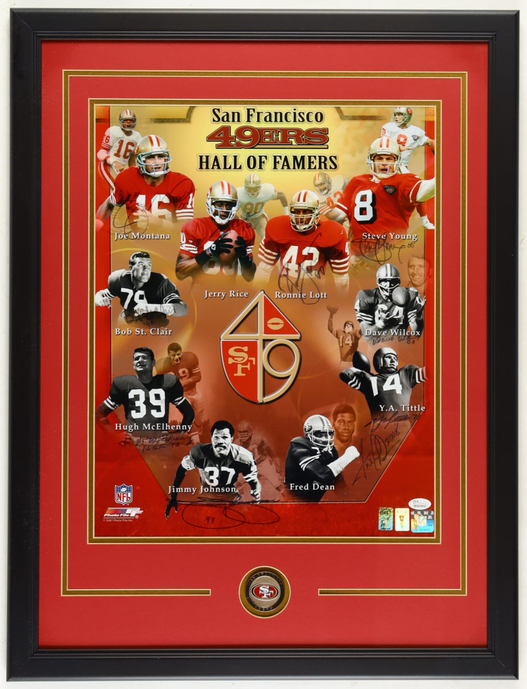 49ers "Hall of Famers" Custom Framed Photo Display Signed By (10) With ...