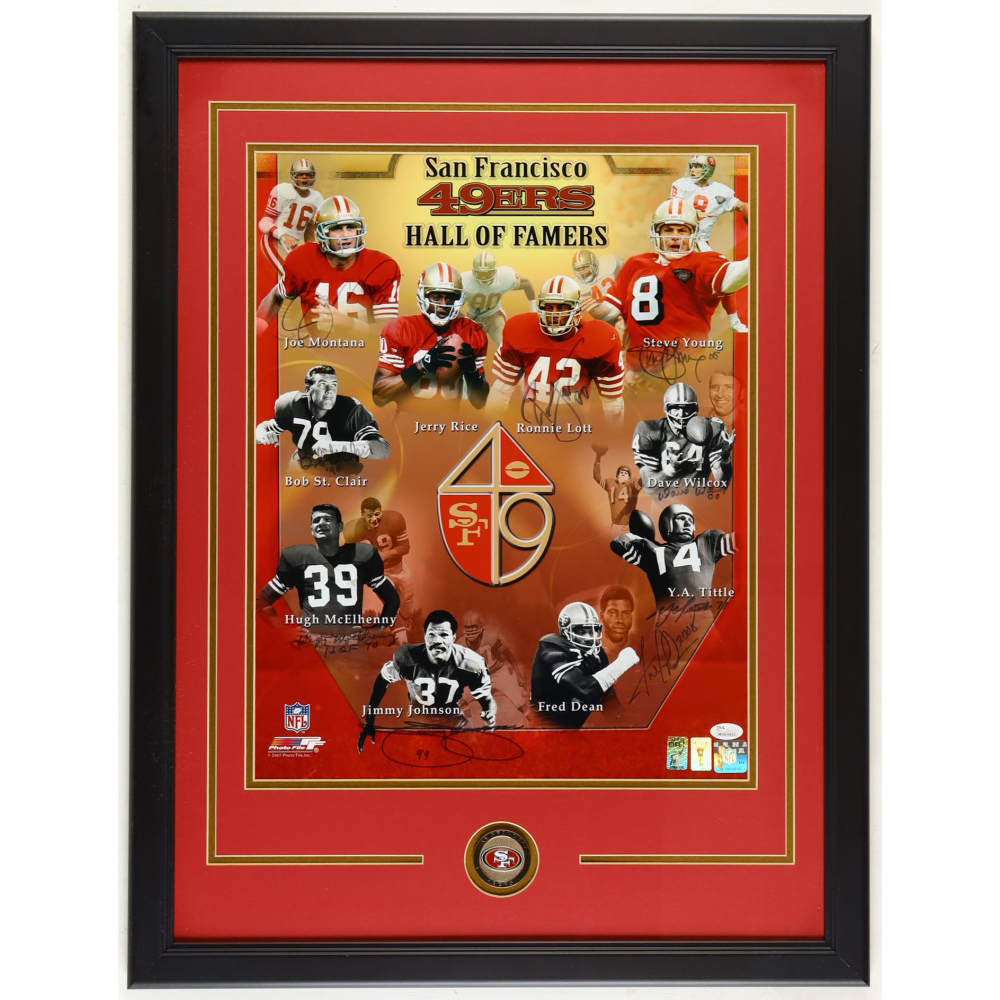 49ers "Hall of Famers" Custom Framed Photo Display Signed By (10) With ...