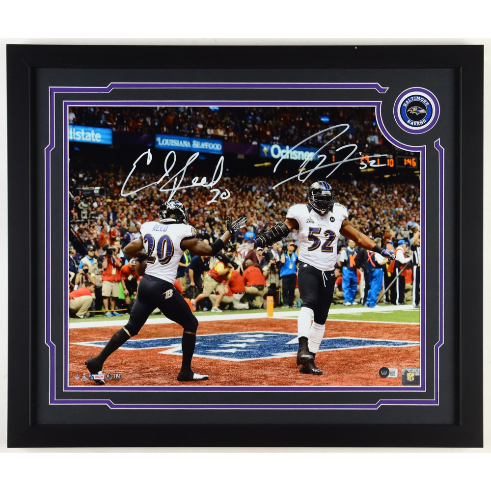 Ray Lewis & Ed Reed Signed Ravens Custom Framed Photo (Becket ...