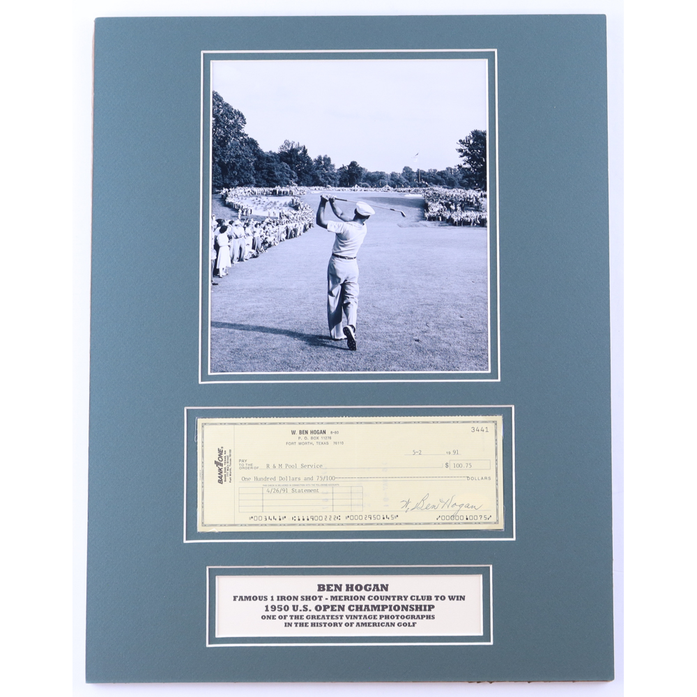 Ben Hogan Signed 16x20 Matted Check Display (JSA & Stacks of Plaques ...