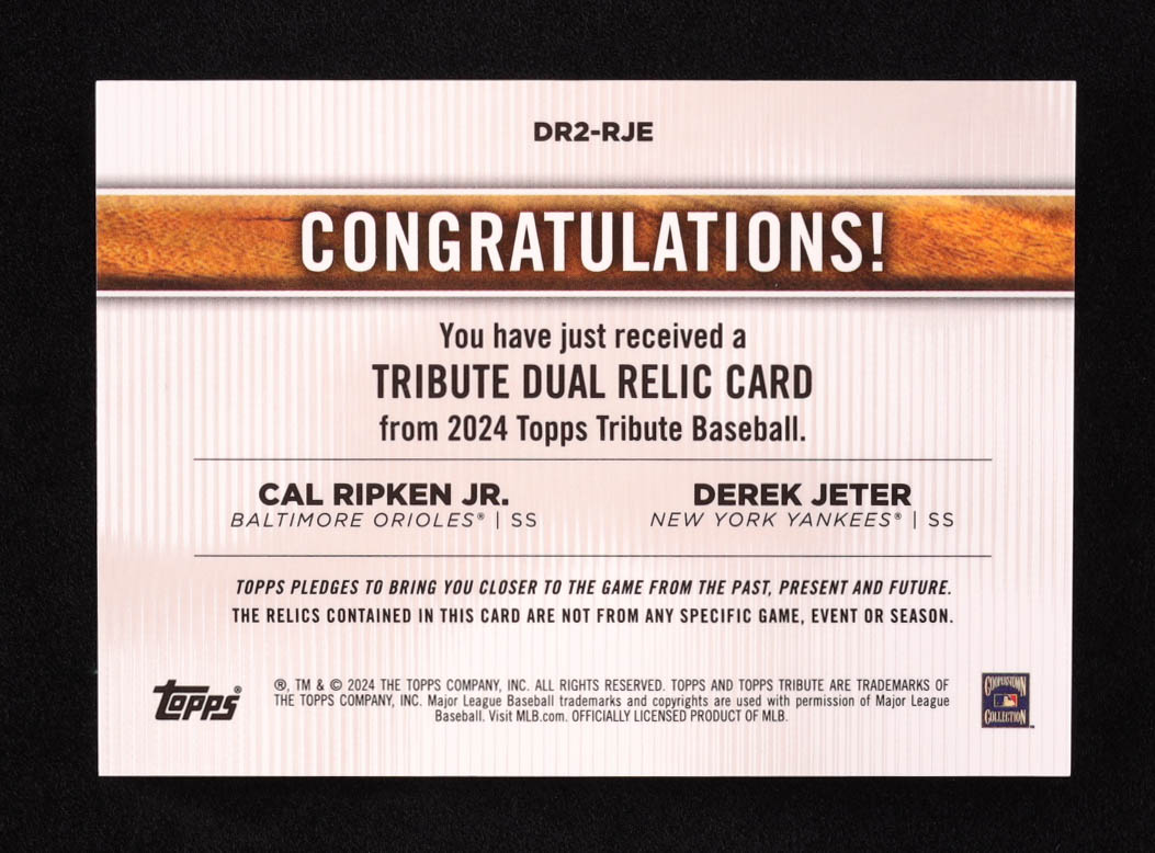 Cal Ripken Jr. / Derek Jeter 2024 Topps Tribute Dual Player Relics Blue ...