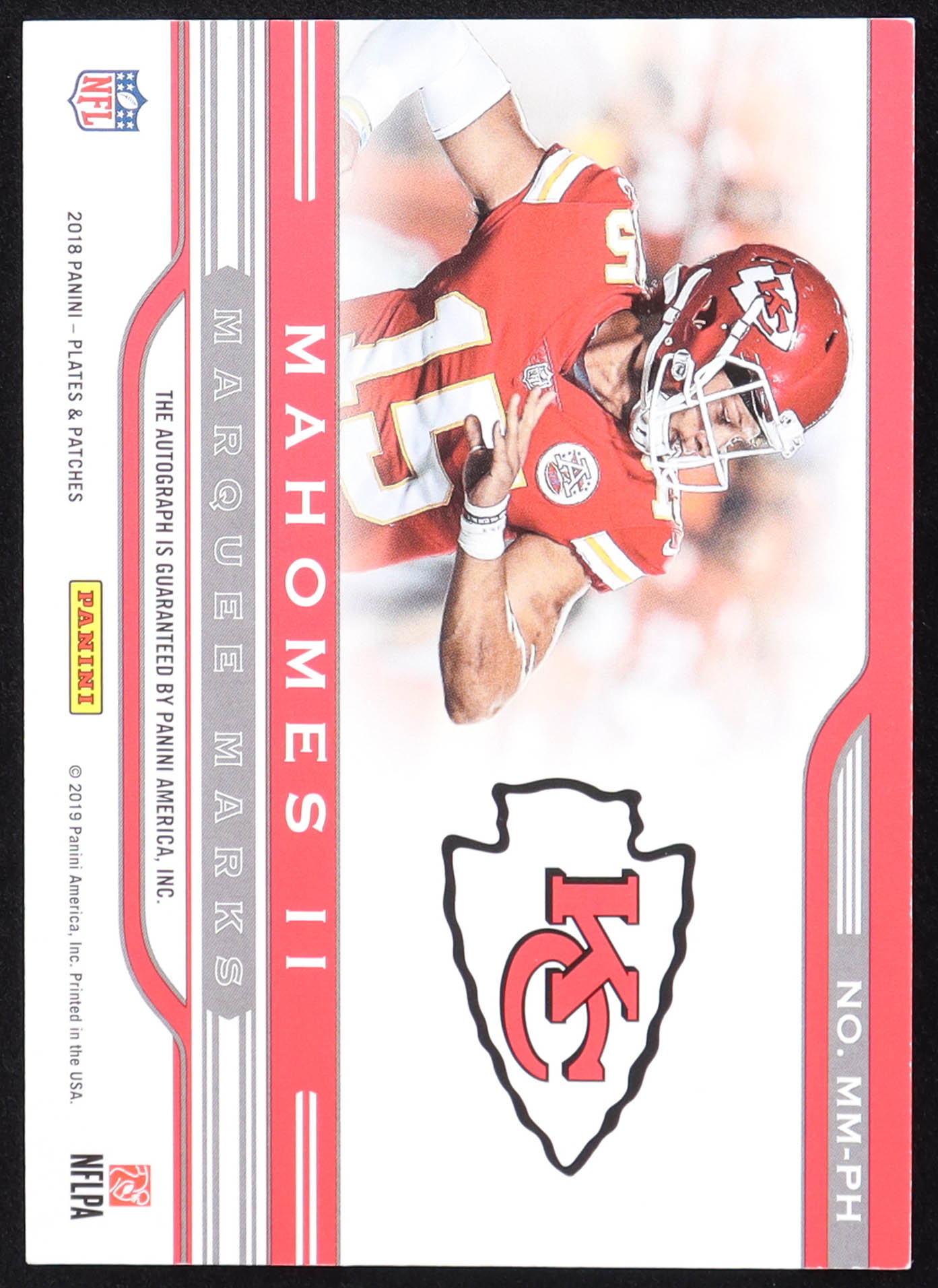 Patrick Mahomes II 2018 Panini Plates and Patches Marquee Marks Red #13 ...