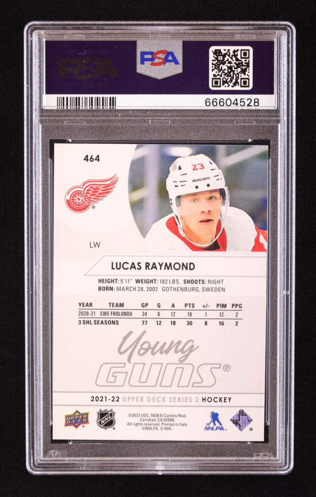 Lucas Raymond 2021-22 Upper Deck #464 YG RC (PSA 10) | Pristine Auction