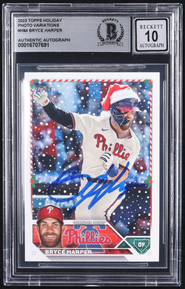 Bryce Harper Signed 2023 Topps Holiday Photo Variations #H84 (BGS ...