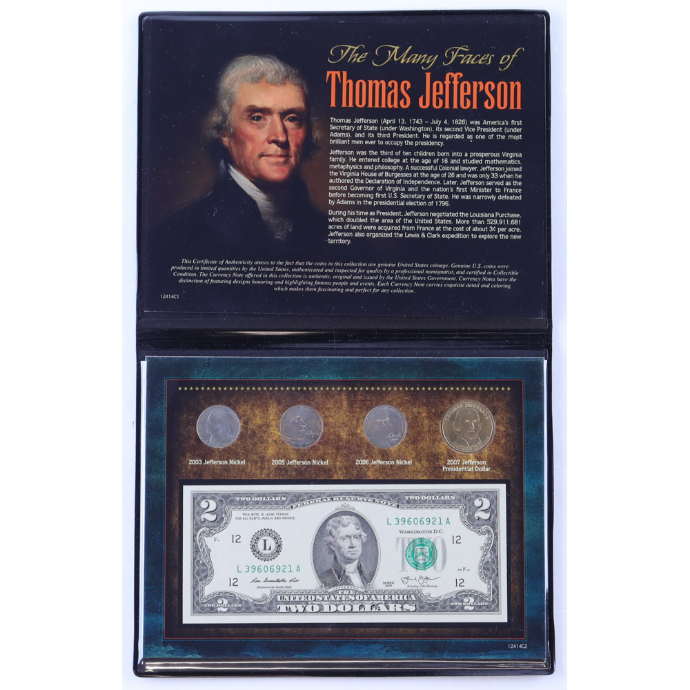 United States "The Many Faces of Jefferson" Set with (4) Coins & 2 ...