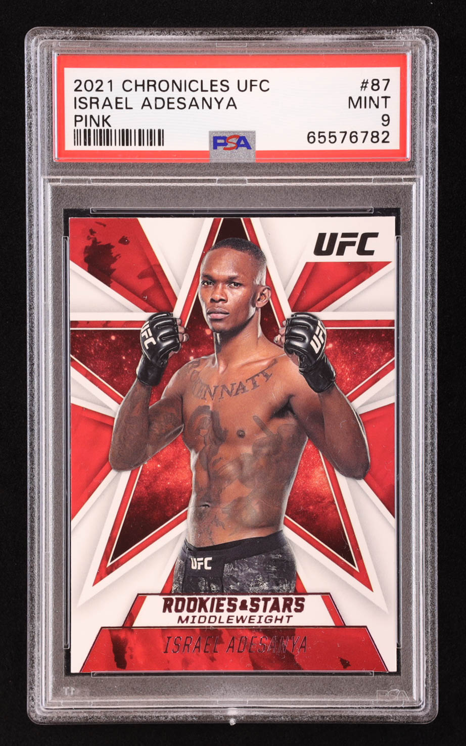 Israel Adesanya 2021 Rookies and Stars UFC Pink #87 (PSA 9) | Pristine ...