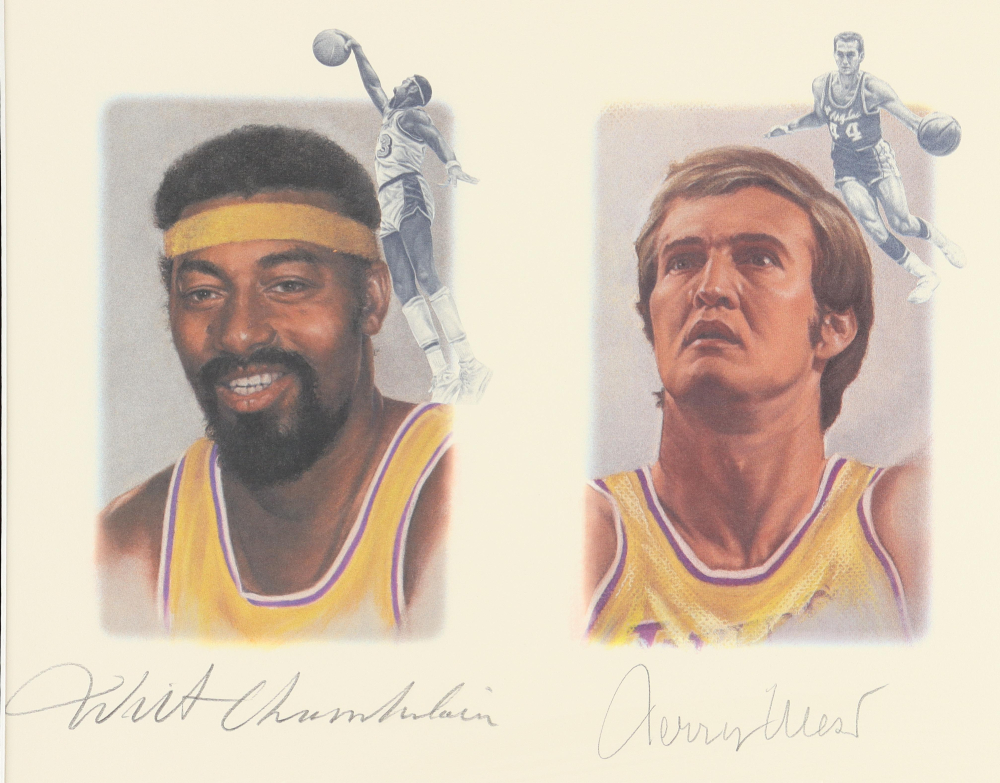 Lakers Legends Custom Framed LE Lithograph Signed by (5) with Wilt ...