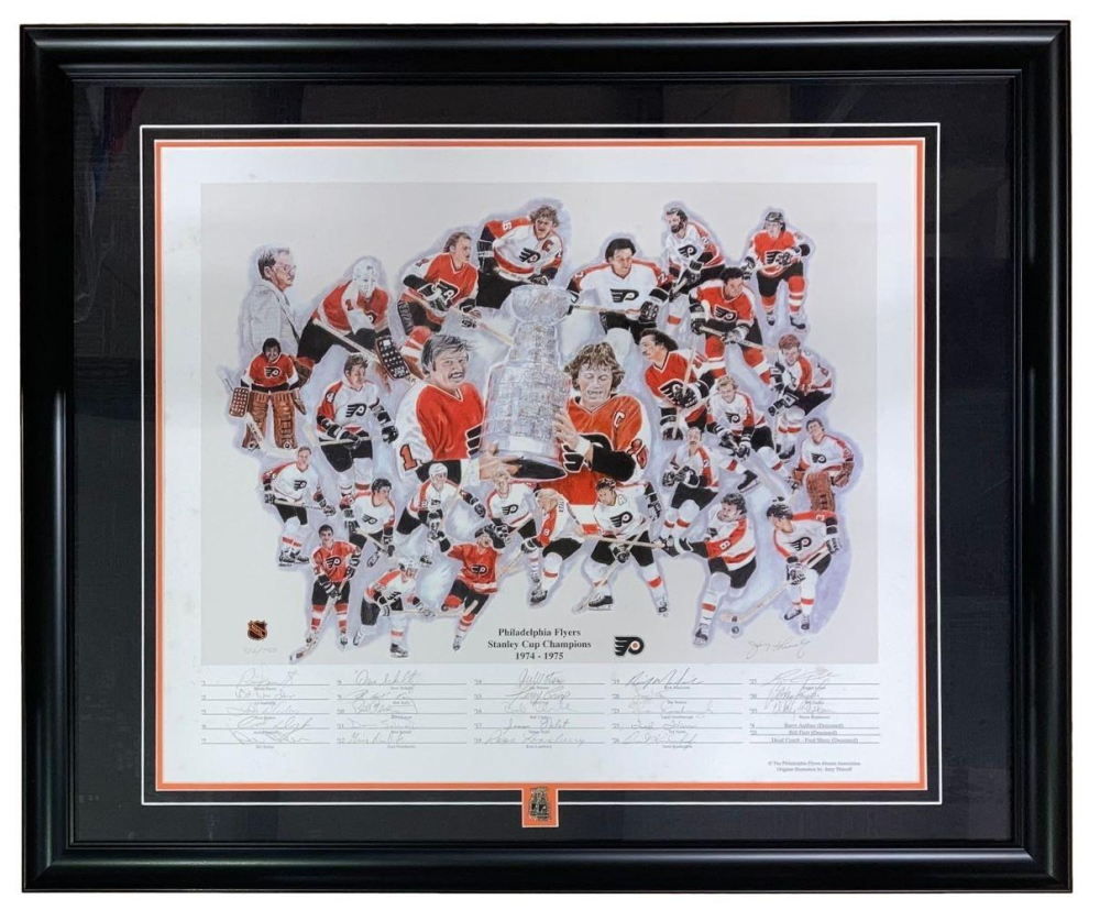 1974-75 Flyers LE Custom Framed Lithograph Team-Signed By (35) with ...