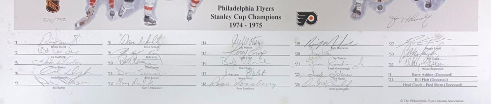 1974-75 Flyers LE Custom Framed Lithograph Team-Signed By (35) with ...