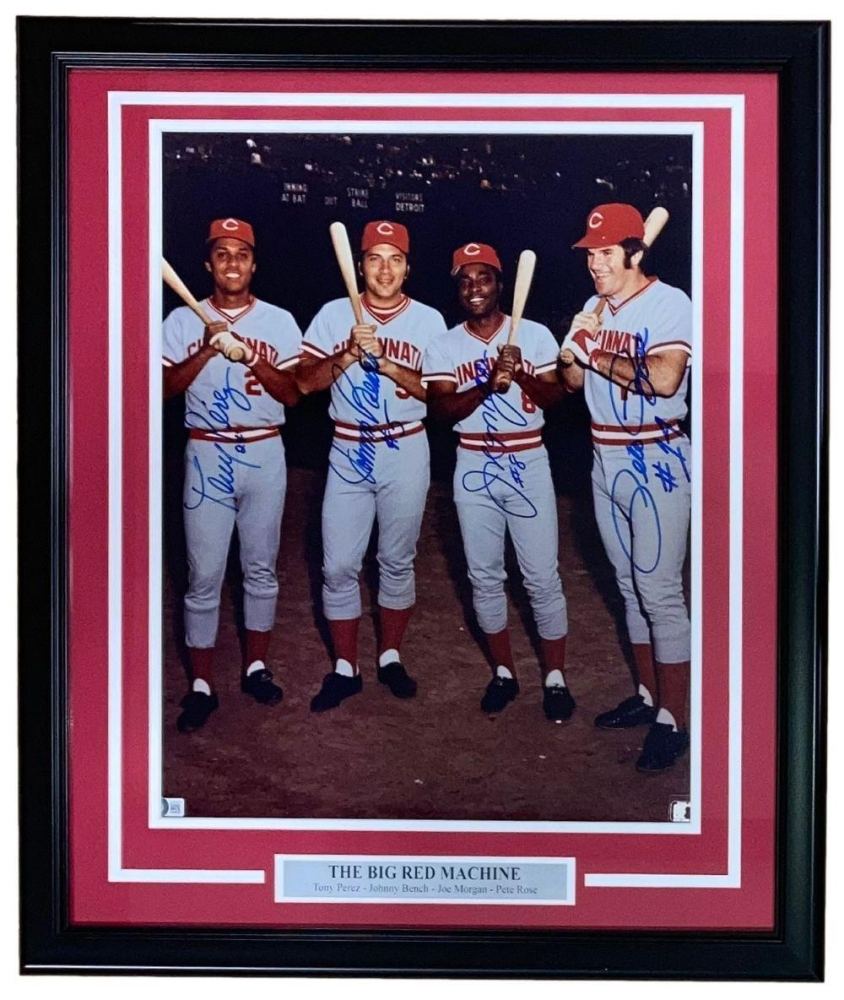 "Big Red Machine" Reds Custom Framed Photo Signed By (4) with Pete Rose ...